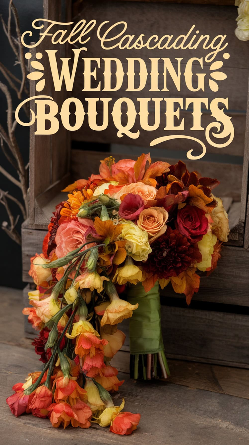 Fall Cascading Wedding Bouquets for a Dramatic Aisle Look - Flowers ...