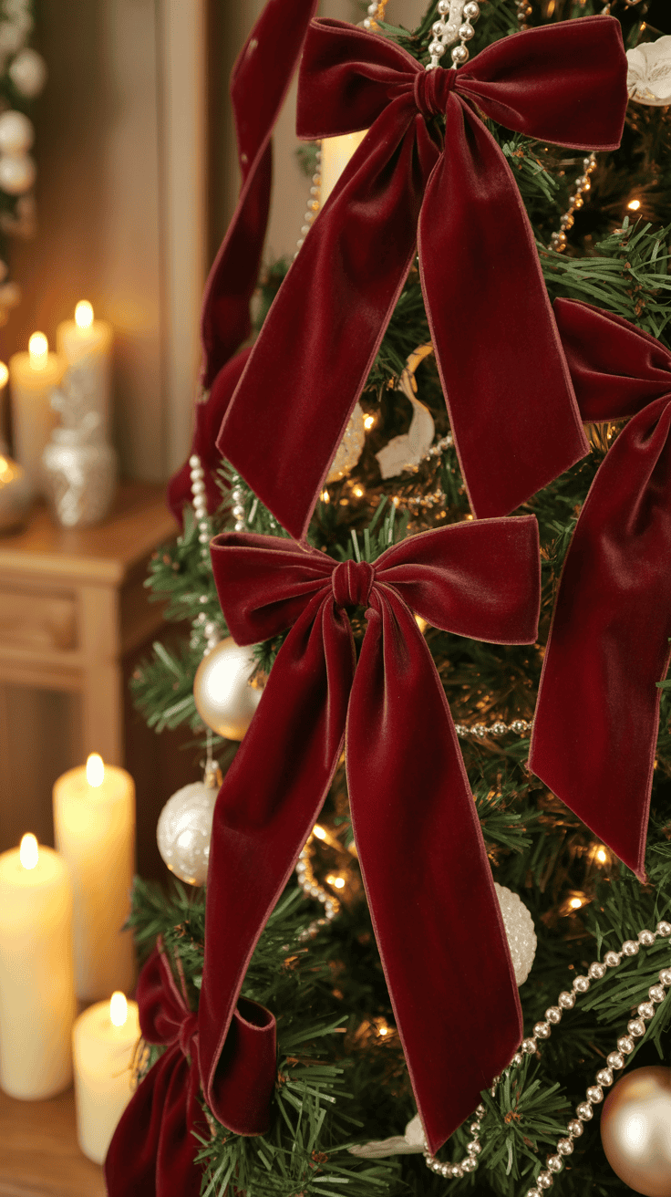 Burgundy Velvet Bows for Christmas Tree That Feel Luxe and Cozy ...