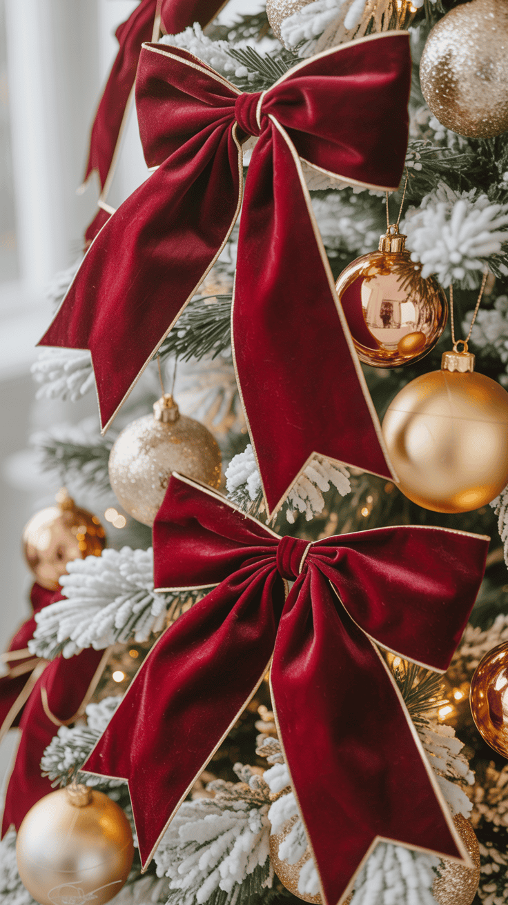 Burgundy Velvet Bows for Christmas Tree That Feel Luxe and Cozy ...