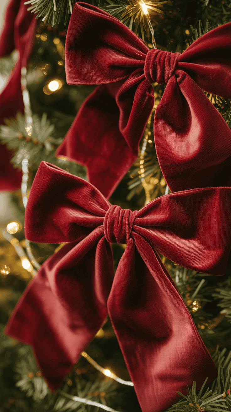 Burgundy Velvet Bows for Christmas Tree That Feel Luxe and Cozy ...